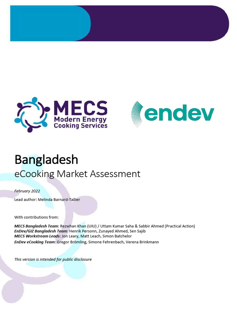 MECS EnDev Bangladesh Ecooking Market Assessment | PDF | Kitchen Stove ...