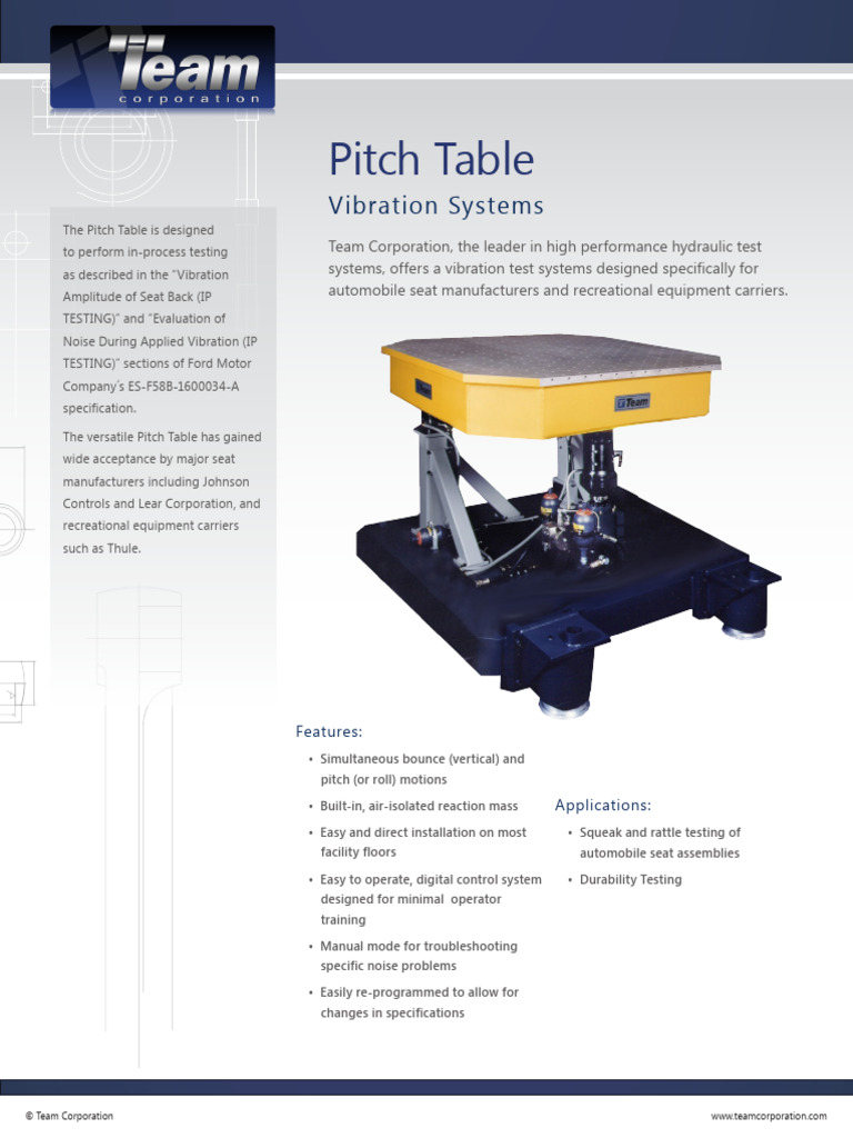 Team_Corporation_Pitch_Table_multi_axis_vibration | PDF | Pitch (Music ...
