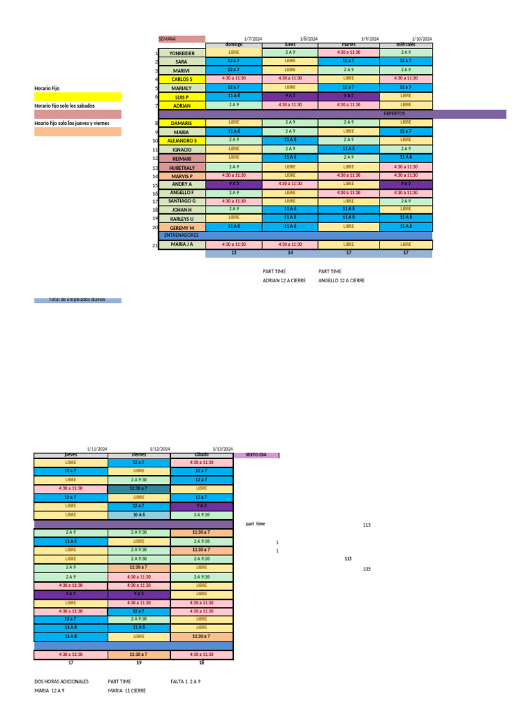 Horarios 2024 | PDF