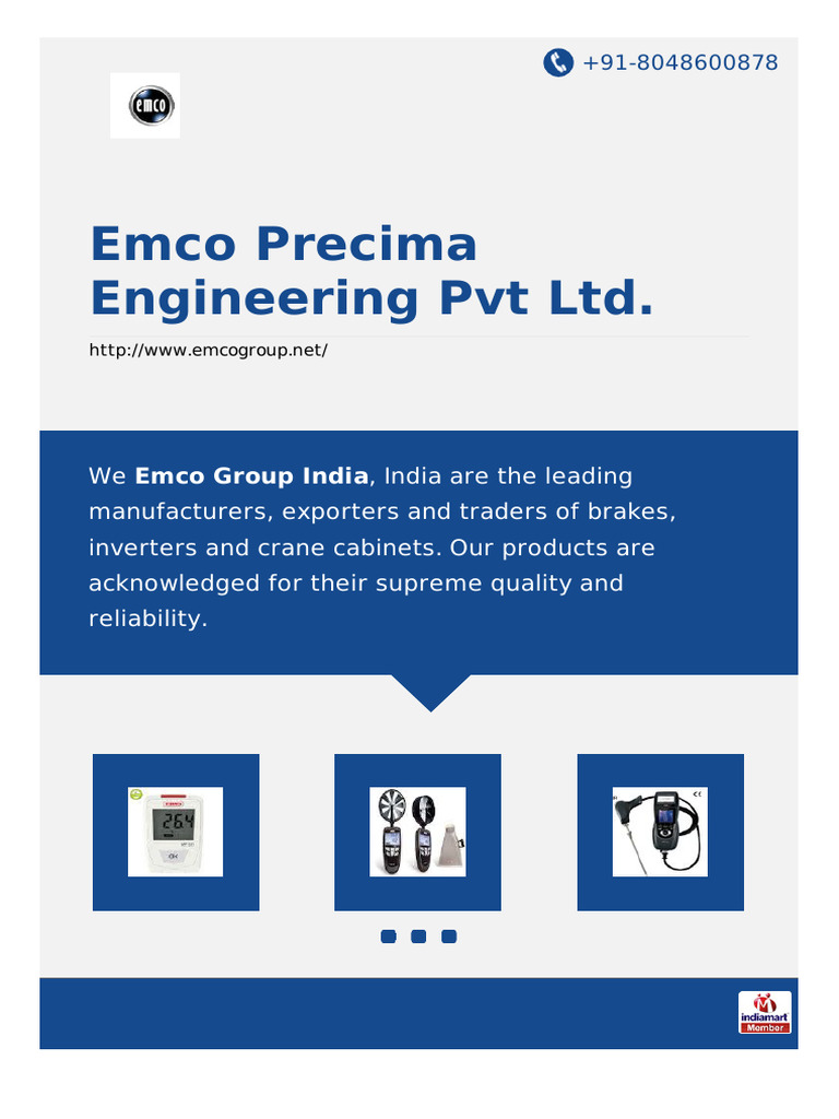Emco Precima Engineering PVT LTD | PDF | Pressure Measurement | Crane ...