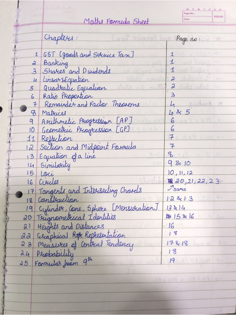 Math Imp Formula (1) | PDF