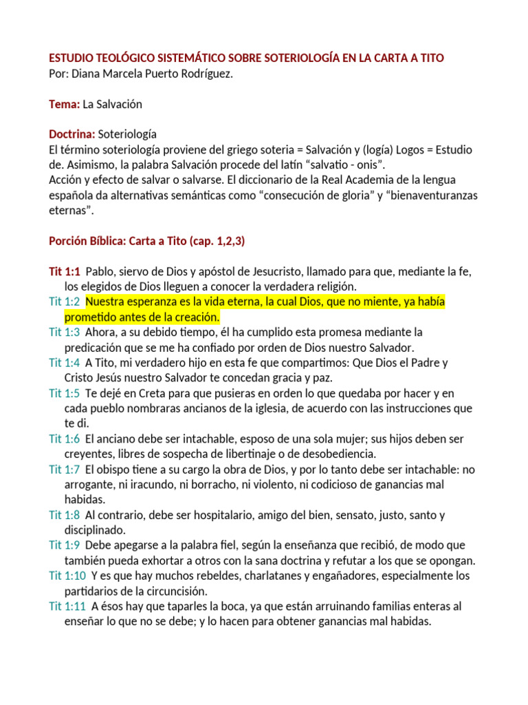 TITO | PDF | Salvación | Jesús