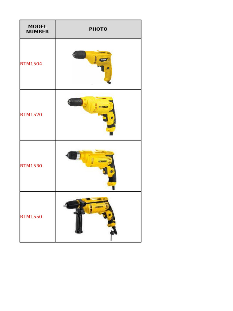 RTRMAX Power Tools and Specifications | PDF | Drill | Cutting