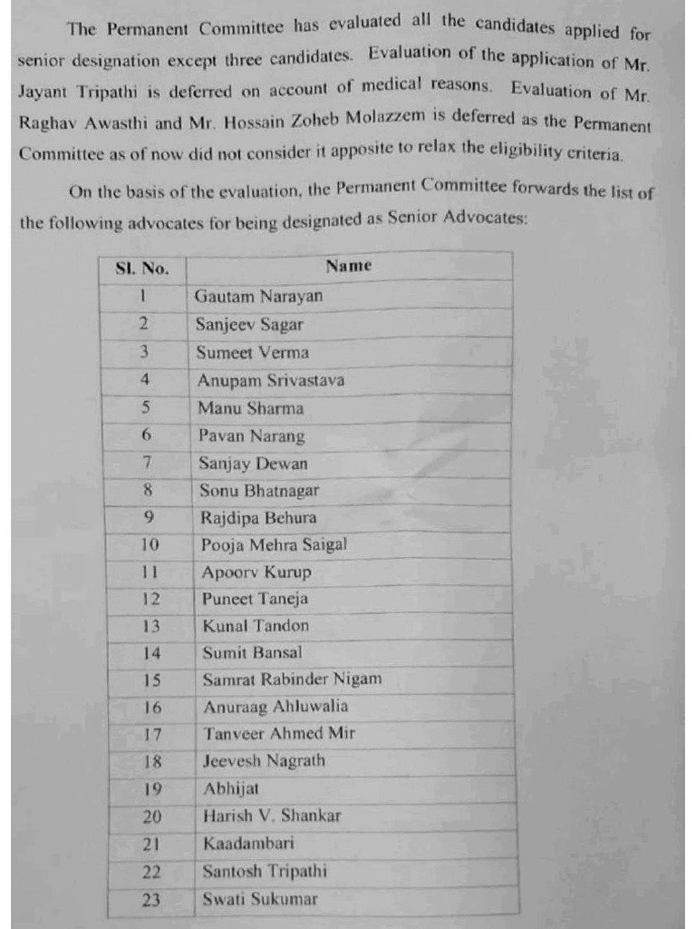 List of Newly Appointed Senior Advocates | PDF