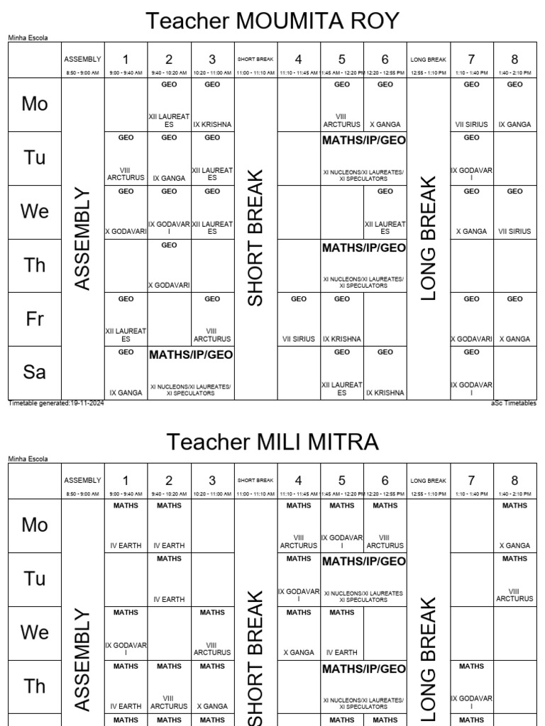 Timetable Teacherwise | PDF | Astronomical Objects | Scientific Observation