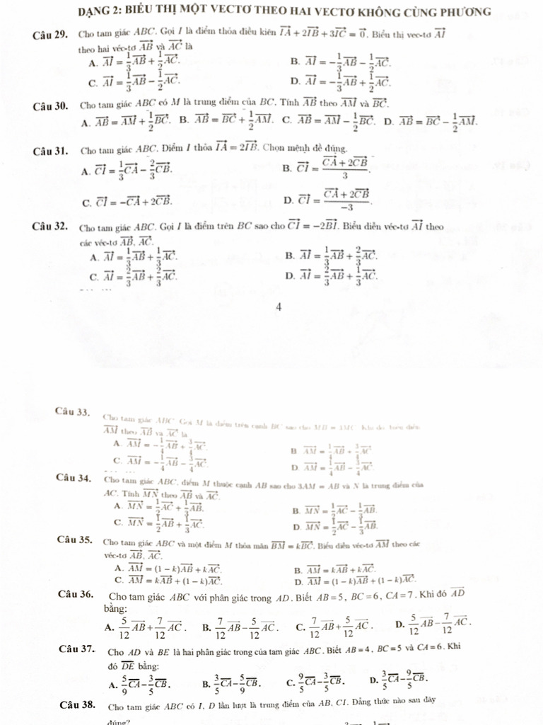 Biểu thị một vecto theo 2 vecto ko cùng phương | PDF