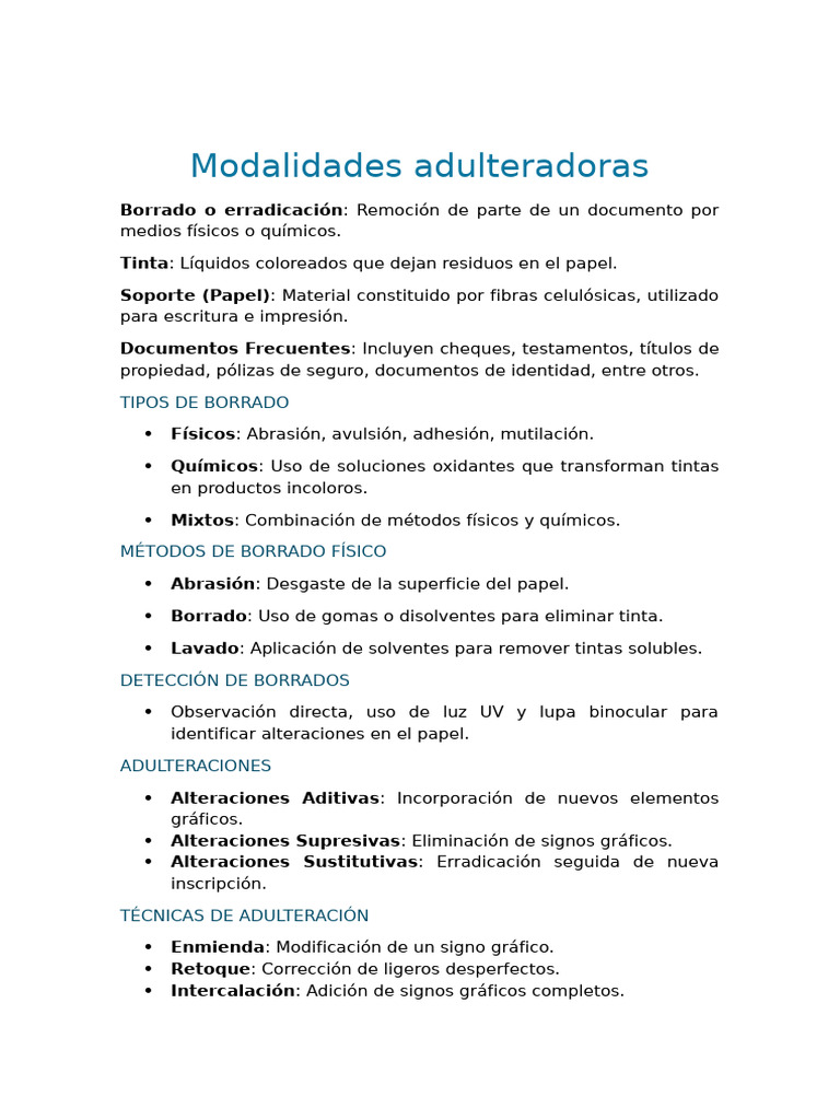 Técnicas de Borrado y Adulteración Documental | PDF