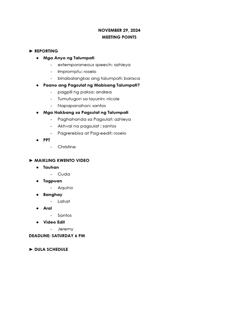 Filipino Meeting | PDF