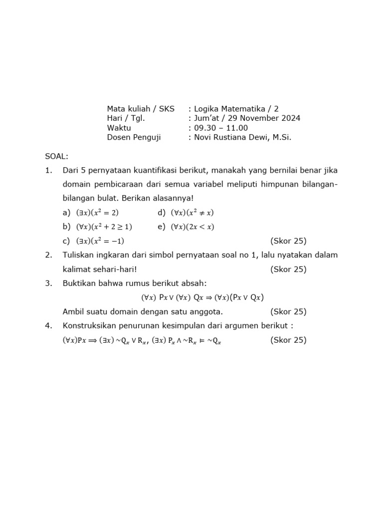 UAS Logmat 29-11-2024 | PDF