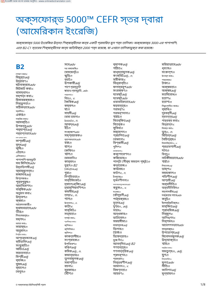 American Oxford 5000 by CEFR Level - En.bn | PDF