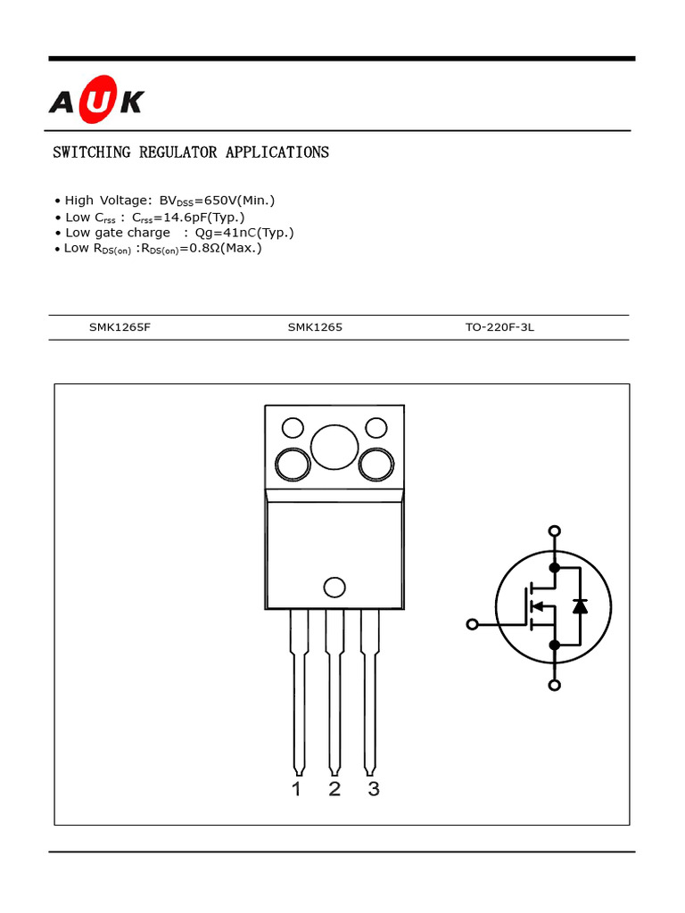 SMK1265F-AUK | PDF | Field Effect Transistor | Diode