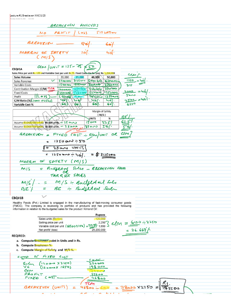 Lecture 1 Breakeven NNC S25 | PDF