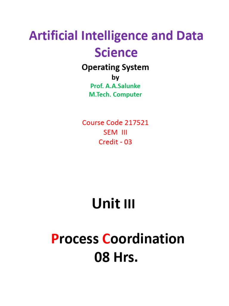 OS U-III Process Coordination | PDF | Process (Computing) | Thread ...