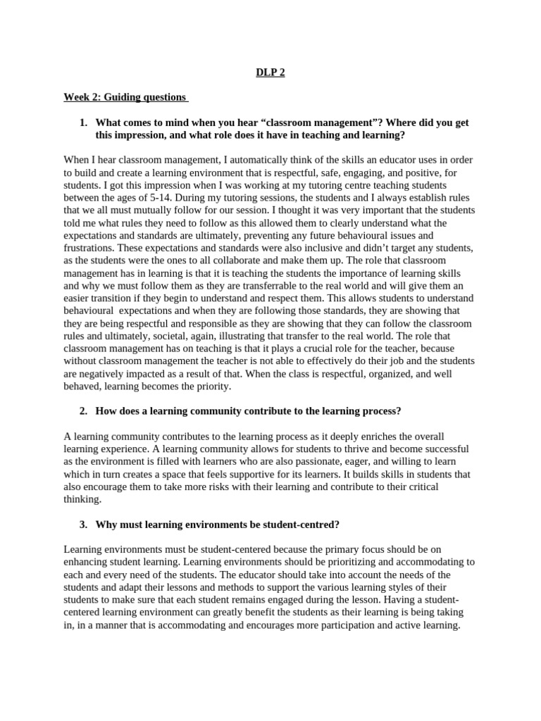 DLP 2 | PDF | Learning | Classroom Management