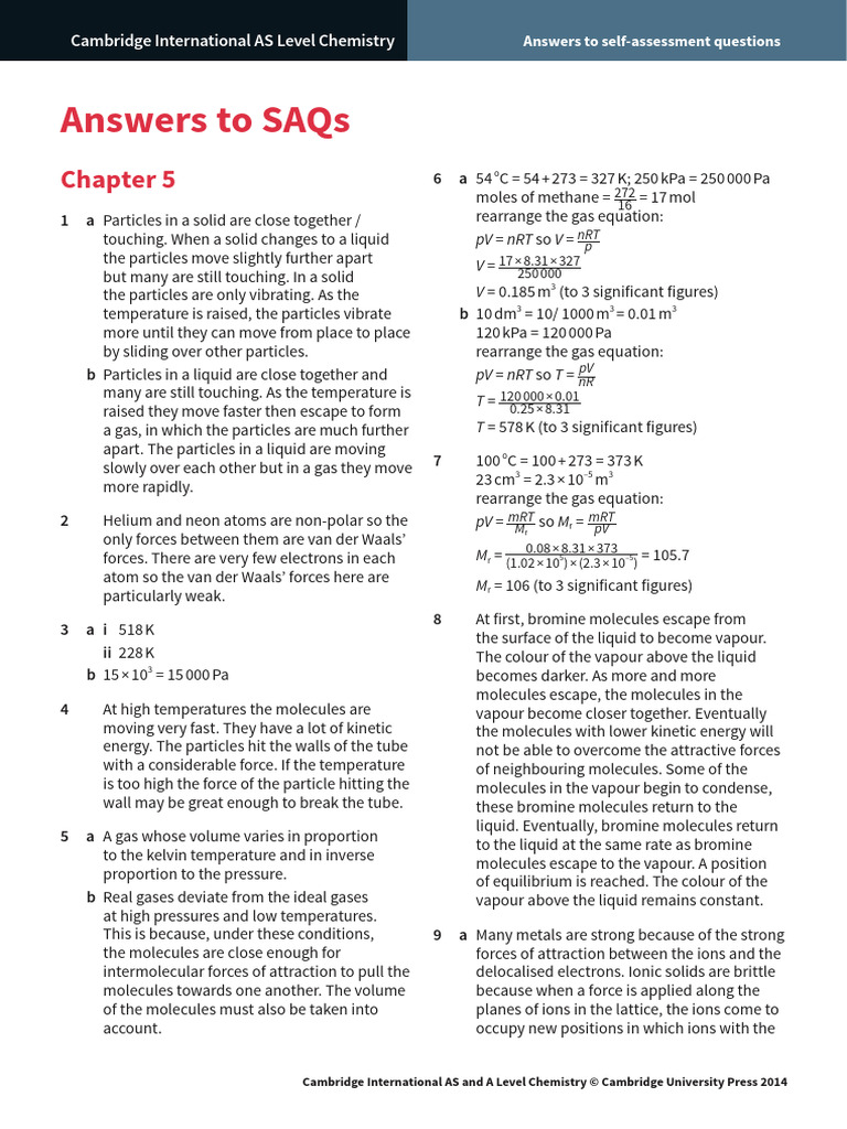 SAQ_ans_5 | PDF | Chemical Bond | Molecules
