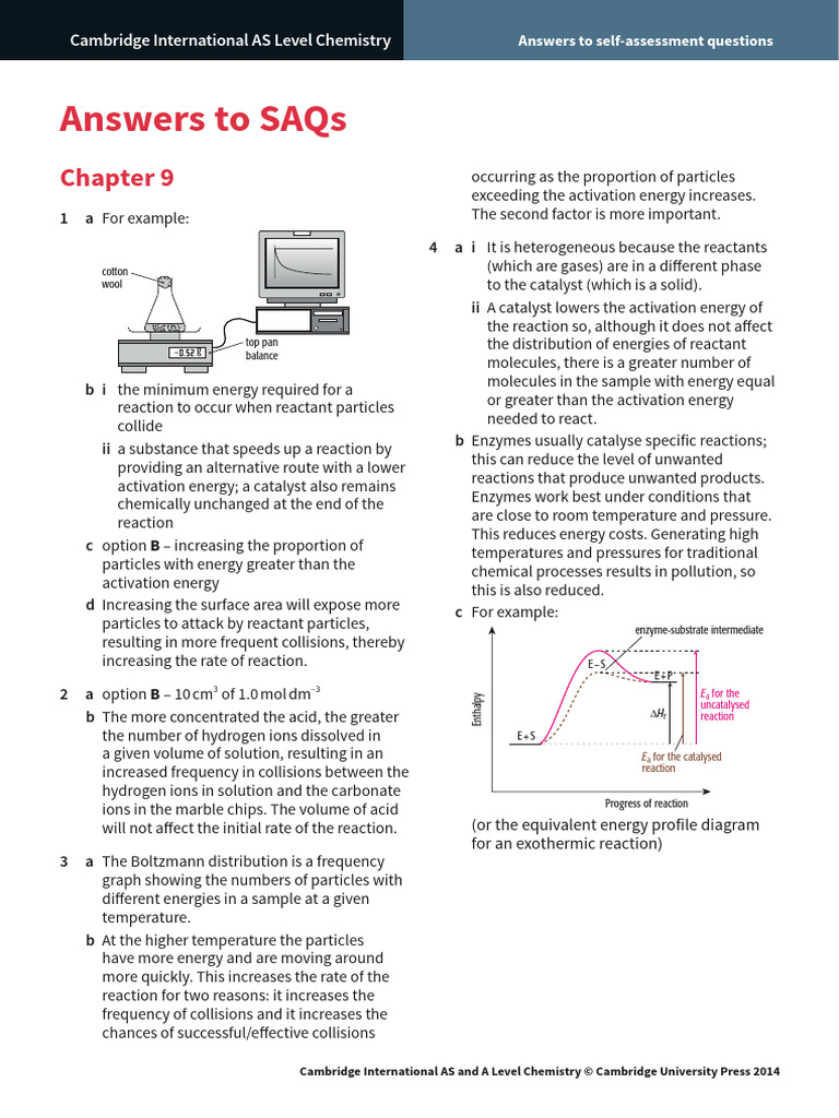 SAQ_ans_9 | PDF | Reaction Rate | Chemical Reactions