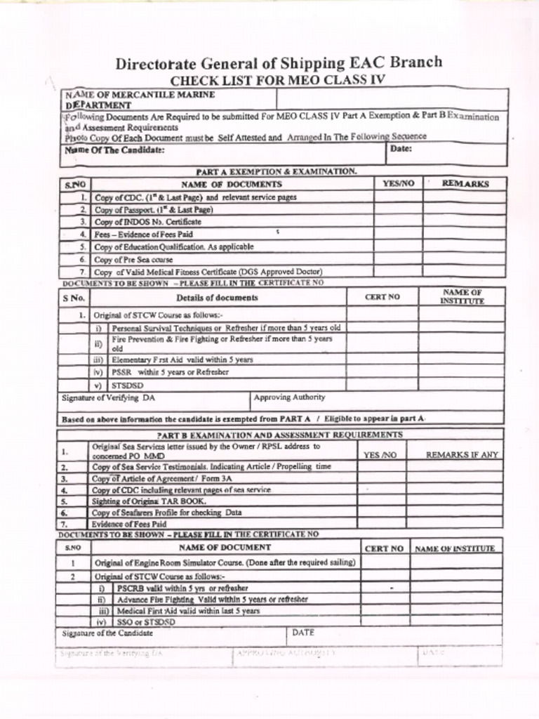 Class 4 Checklist | PDF
