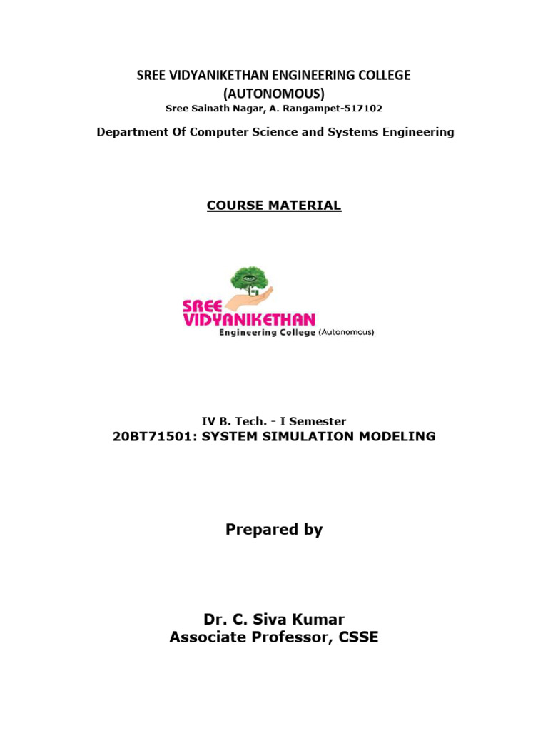 System Simulation and Modeling-Course Material (1) | PDF | Conceptual ...
