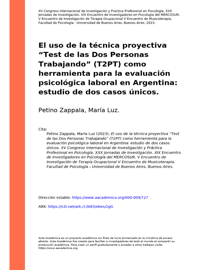 Petino Zappala, María Luz (2023) - El Uso de La Técnica Proyectiva ...