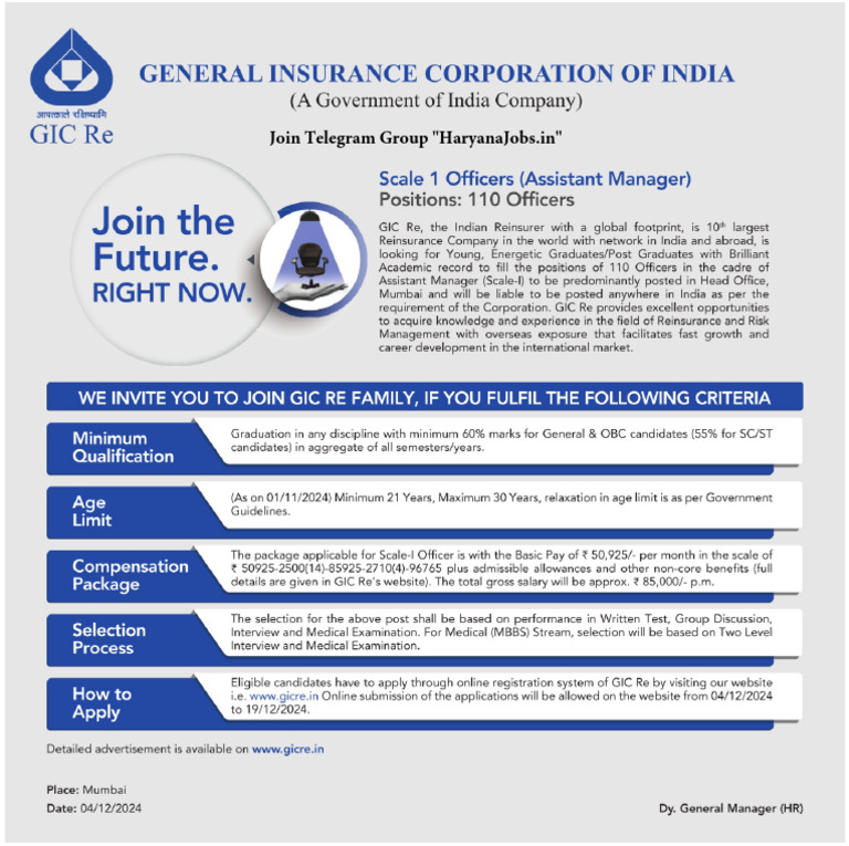 GIC AM Recruitment 2024 Notice | PDF