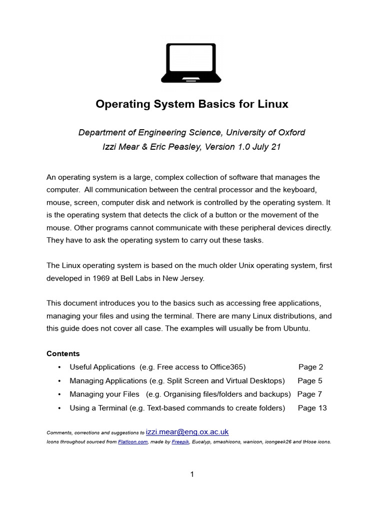 Operating System Basics Linux 2021 | PDF | Operating System | Shell (Computing)