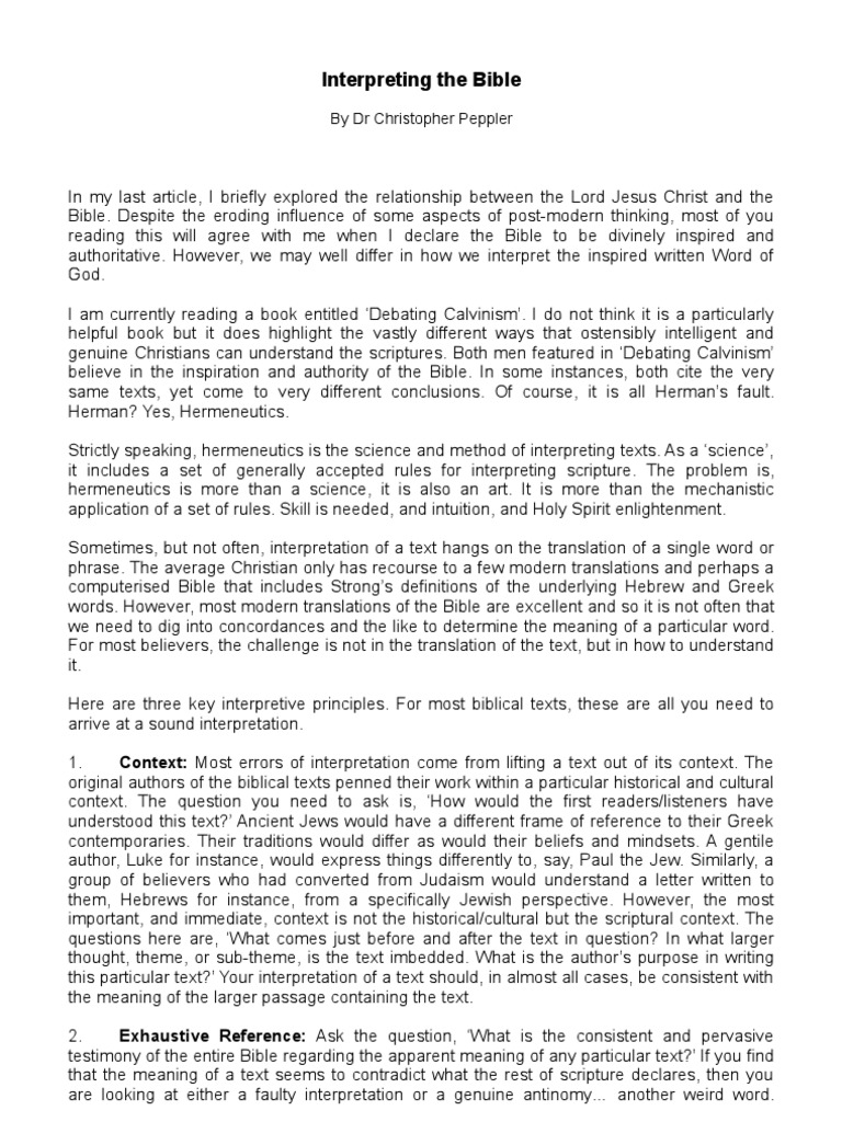 Interpreting The Bible | PDF | Hermeneutics | Bible
