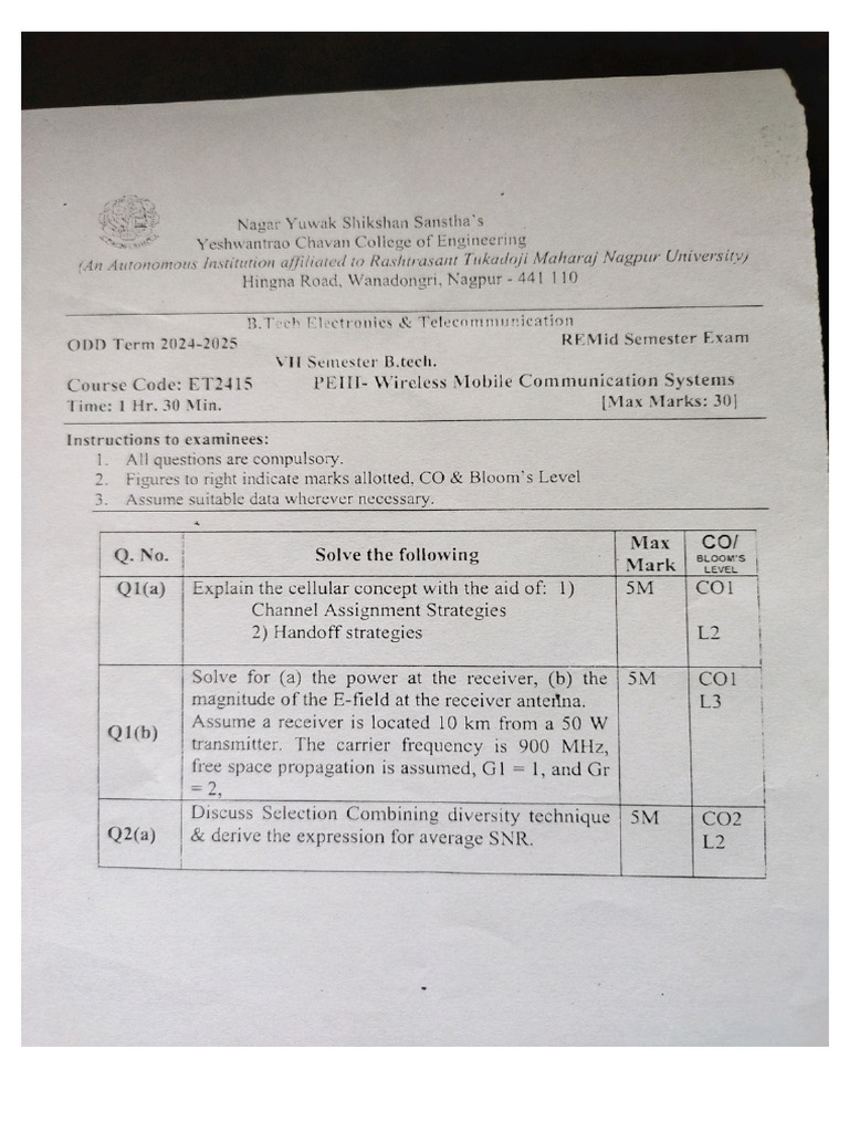 WMCS Remse Question Paper | PDF