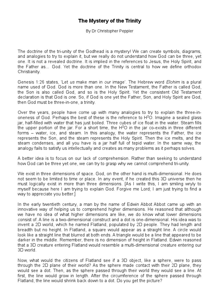 The Mystery of The Trinity | PDF | Trinity | Flatland