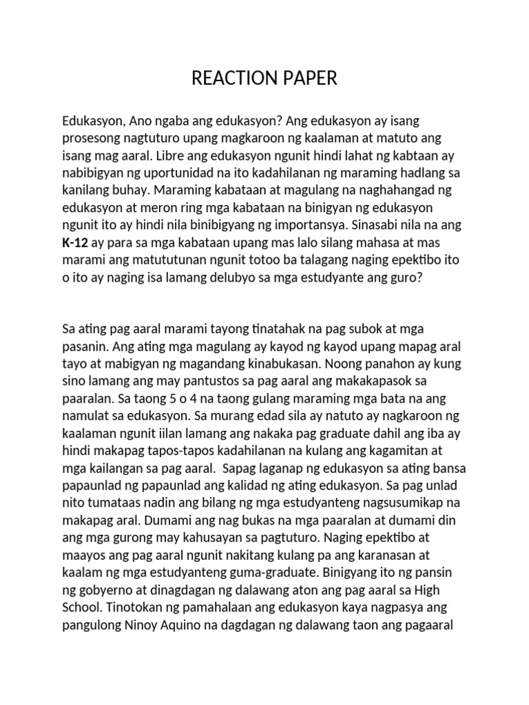 Reaction Paper | PDF