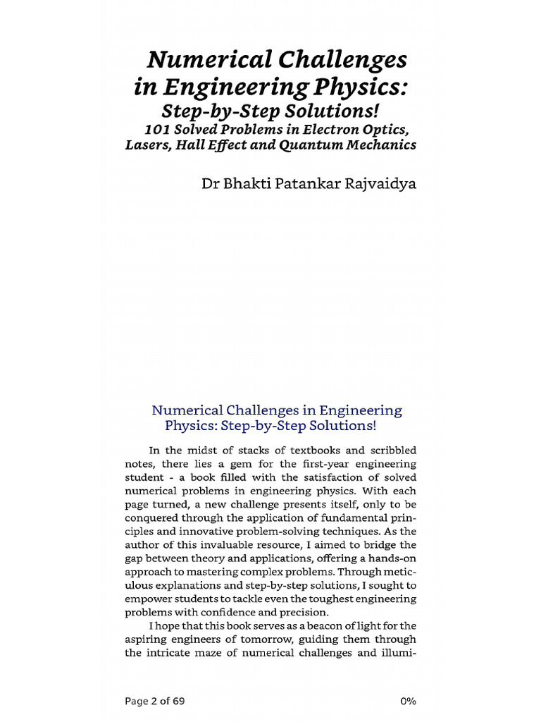 Numerical Challenges in Engineering Physics Step by Step Solutions | PDF