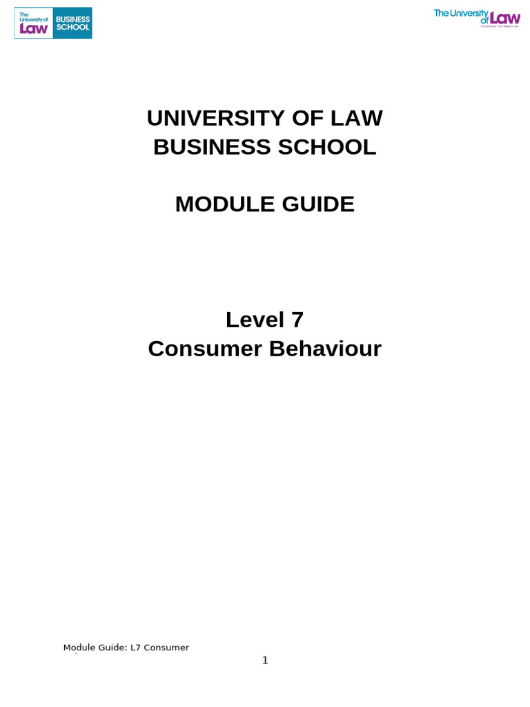 2425 CB l7 Ce01 Module Guide | PDF | Consumer Behaviour | Behavior