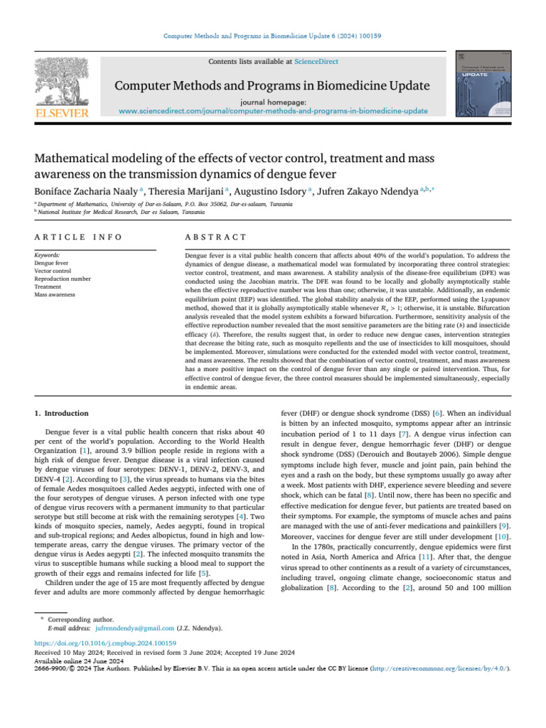 Dengue Fever Control: Modeling Strategies | PDF | Animal Diseases ...