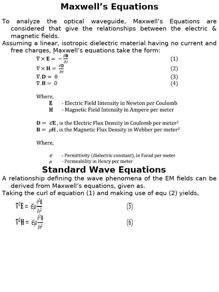 Module 1 - Maxwells Equation | PDF | Dispersion (Optics) | Optical Fiber