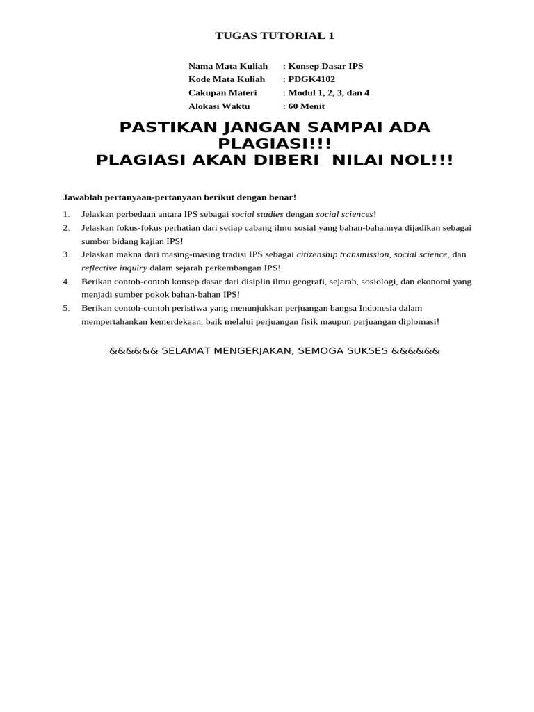 Tugas Tutorial 1 Konsep Dasar IPS | PDF