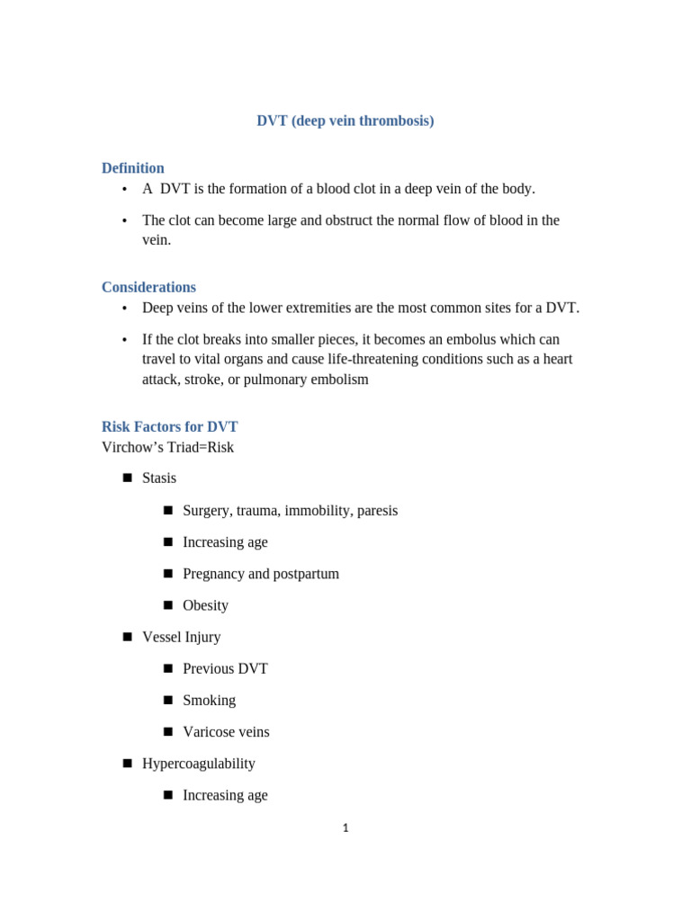 Understanding Deep Vein Thrombosis | PDF