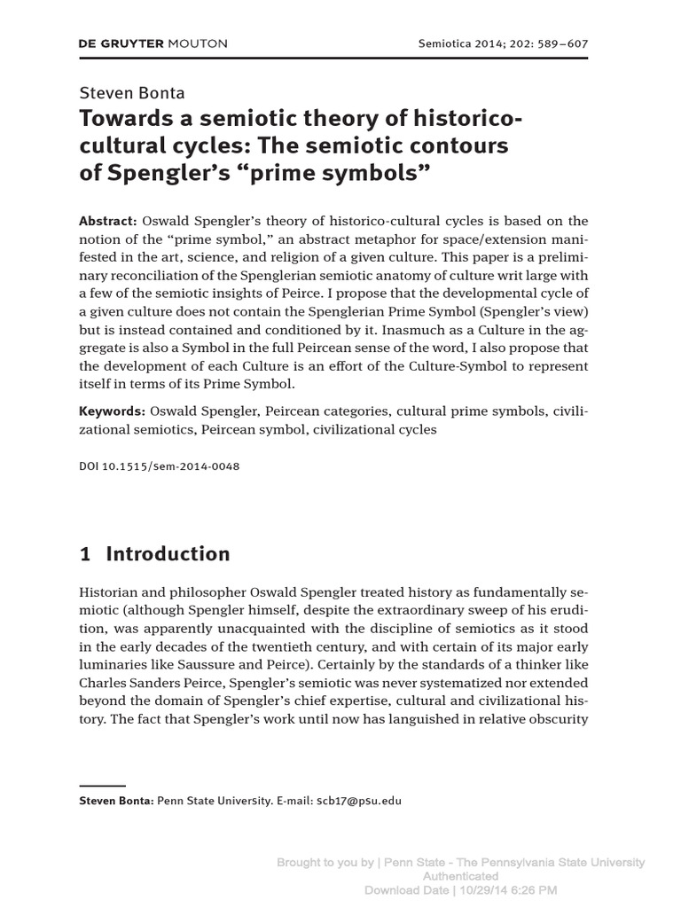 Towards A Semiotic Theory of Historico - Cultural Cycles: The Semiotic ...