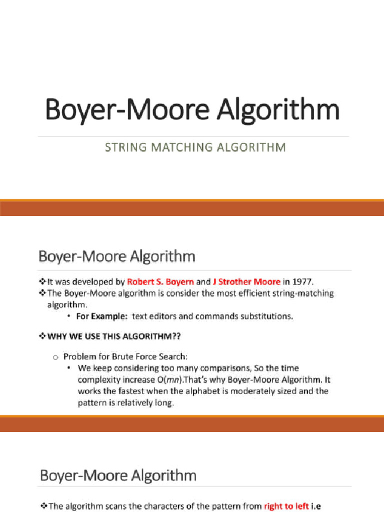 Boyer Moore - Bad Match Table - Example | PDF