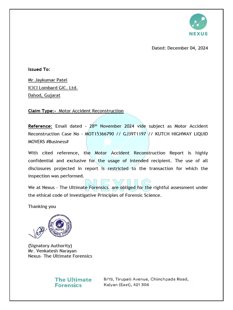 Motor Accident Reconstruction Report | PDF | Traffic Collision | Wound