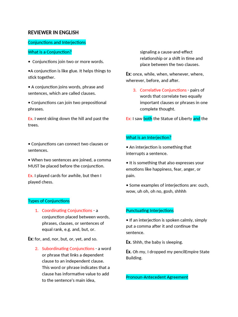 Reviewer in English | PDF | Pronoun | Grammatical Number