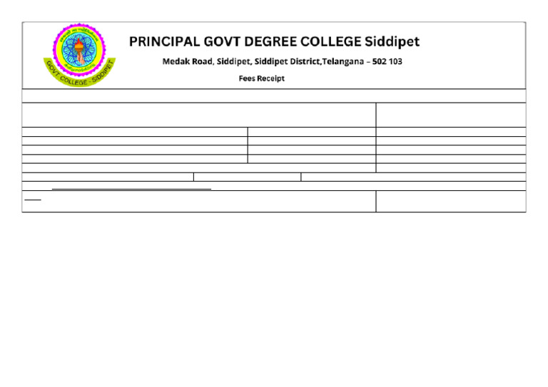 Student Fees Receipt for 1st Year B.Sc. | PDF