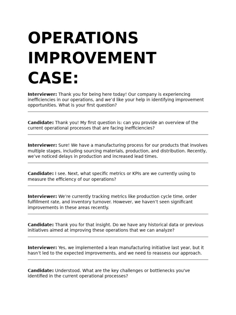 Operations Improvement Case | PDF | Performance Indicator | Scheduling ...