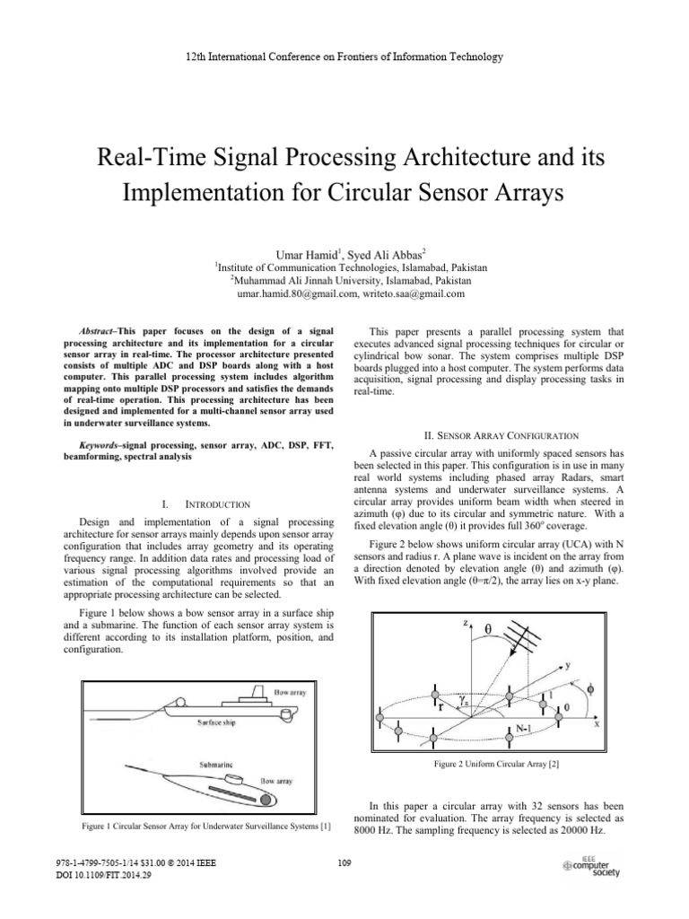 Real-Time Signal Processing Architecture and Its Implementation For Circular Sensor Arrays | PDF ...