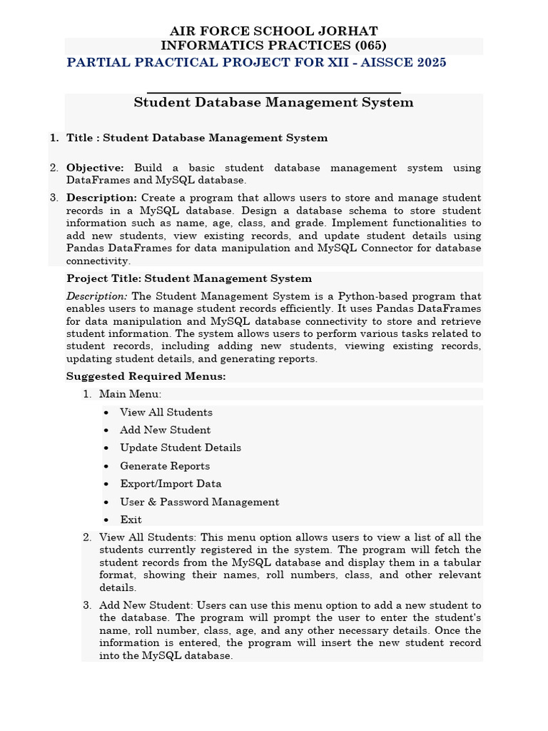 Project 4 - Student Management System | PDF | Databases | My Sql