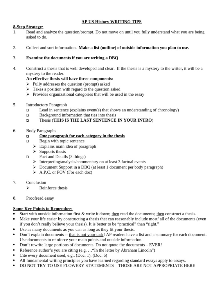 DBQ Writing Tips 2015-16 | PDF