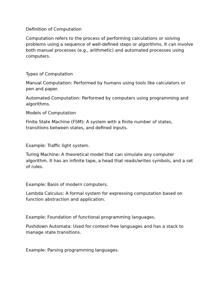 Computation | PDF | Algorithms | Computational Complexity Theory Computation | PDF | Algorithms | Computational Complexity Theory