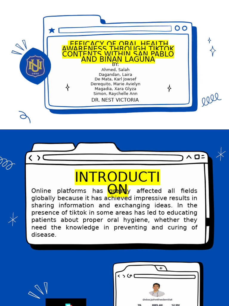 Efficacy of Oral Health Awareness Through Tiktok Contents Within San Pablo and Biñan Laguna | PDF