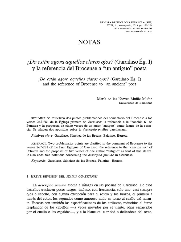 Garcilaso y la Descriptio Puellae | PDF | Fonética | Forma Stanzaica