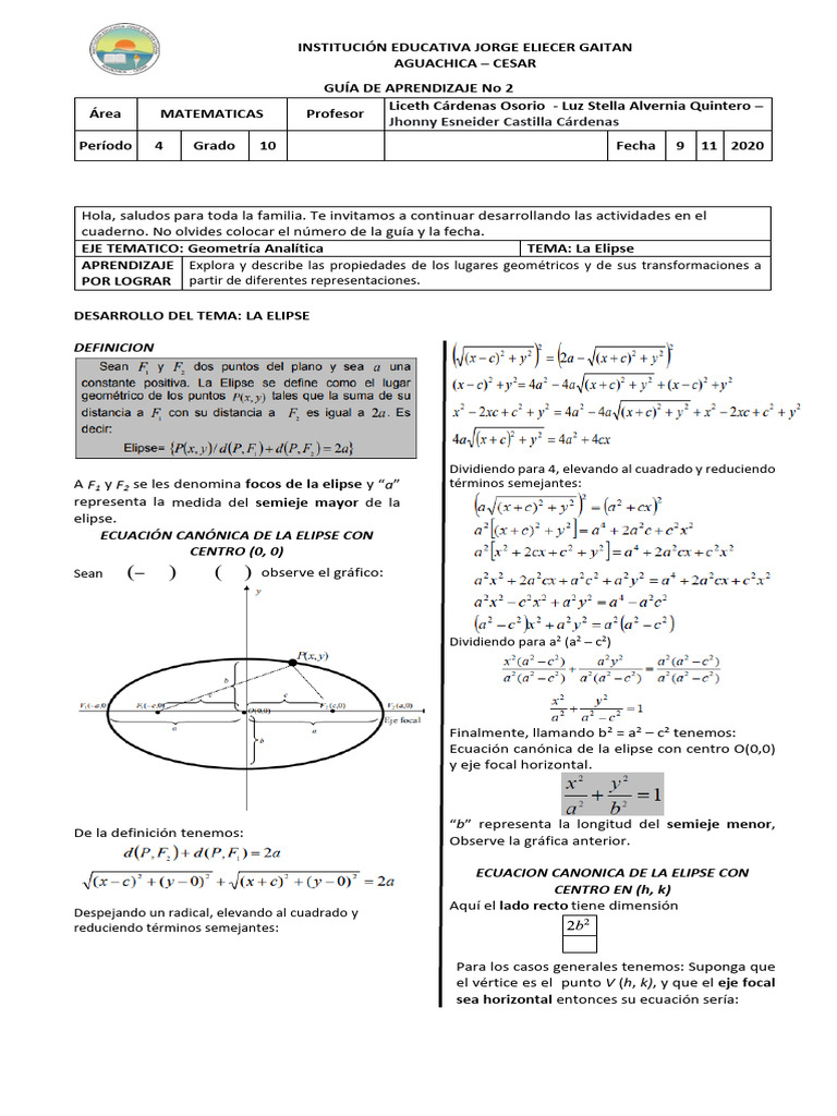 Elipse | PDF | Elipse | Ecuaciones