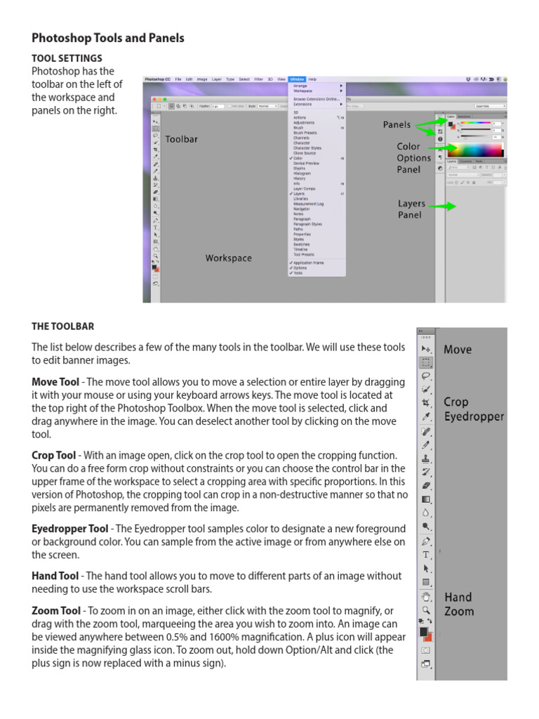 Photoshop Tools and Panels (Article) Author The University of Utah ...
