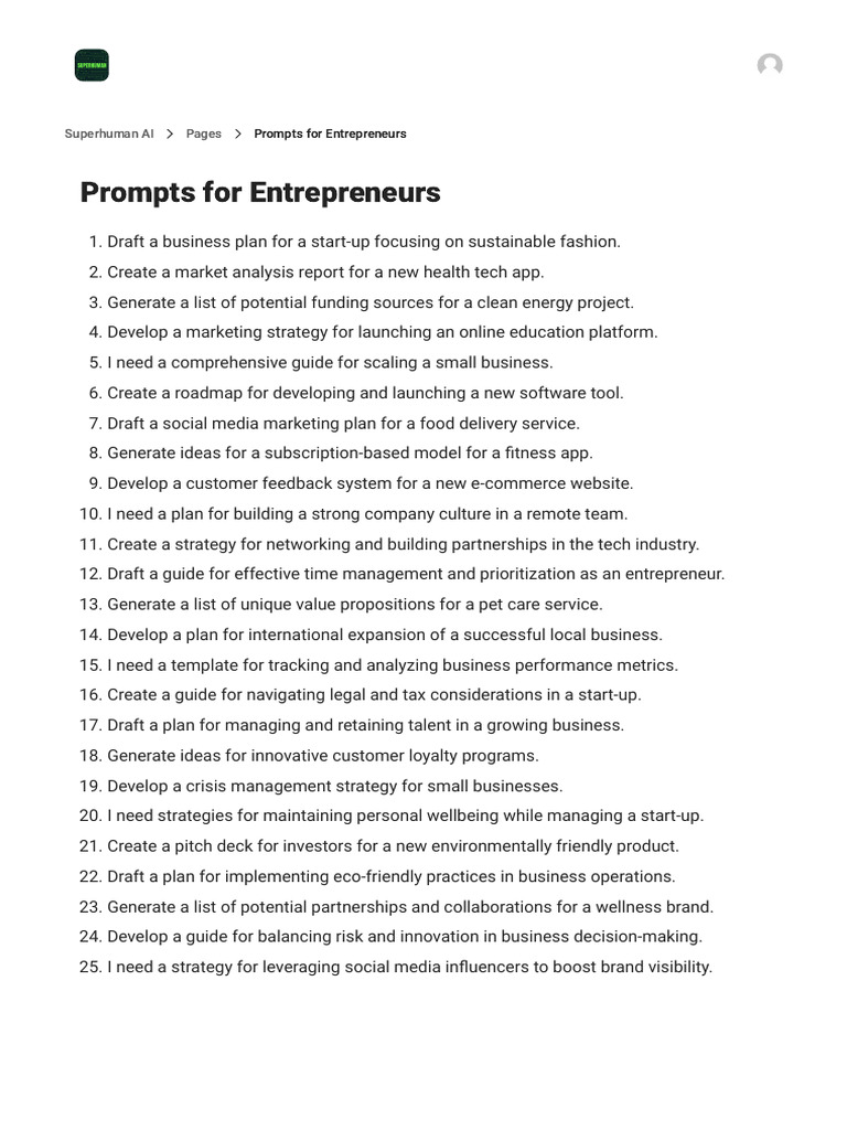 Entrepreneurial Prompts for Success | PDF | Startup Company | Small ...
